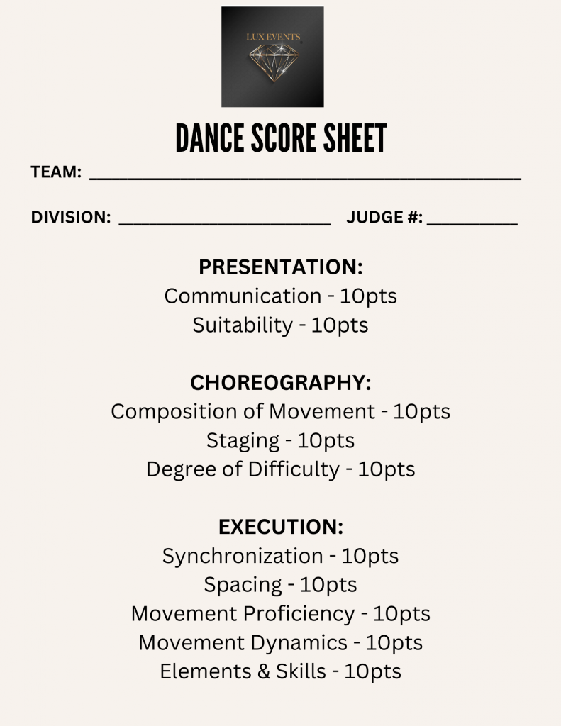 Dance Score Sheet | Lux Events